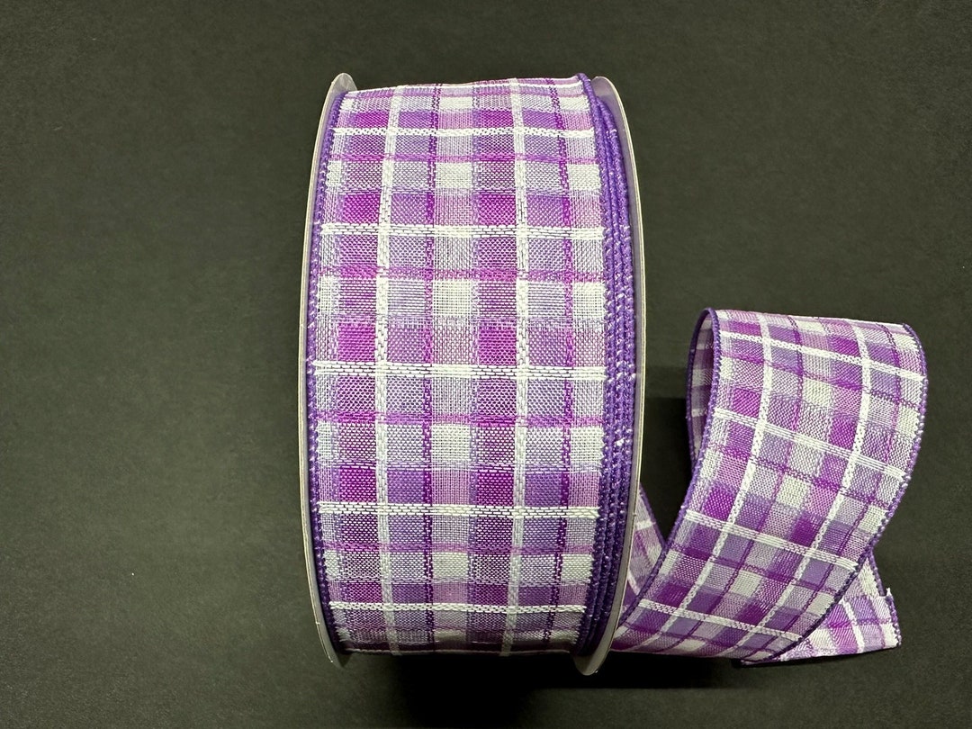 Lavender Kentini Spring Plaid Wired Ribbon - Spring Plaid Ribbon ...
