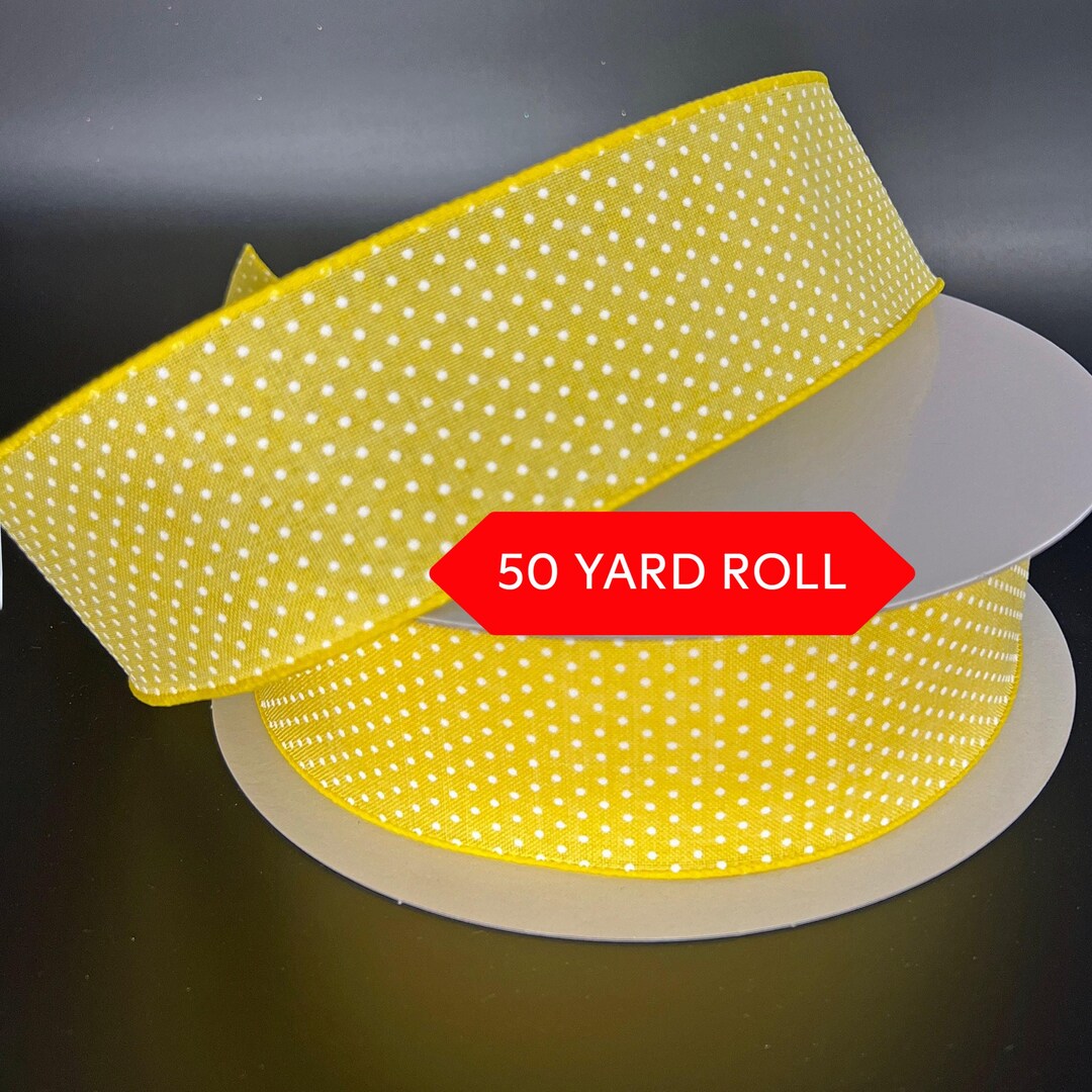 Yellow Micro Dot Spring Wired Ribbon - Polka Dot Ribbon, Ribbon for ...