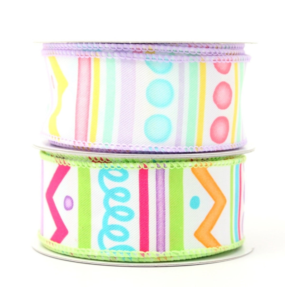 10 Yards Watercolor Tribal Stripes Wired Ribbon - 2 Color Options ...