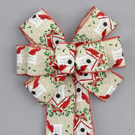 Cardinal Birdhouse Rustic Christmas Wreath Bow - Cardinal Christmas ...