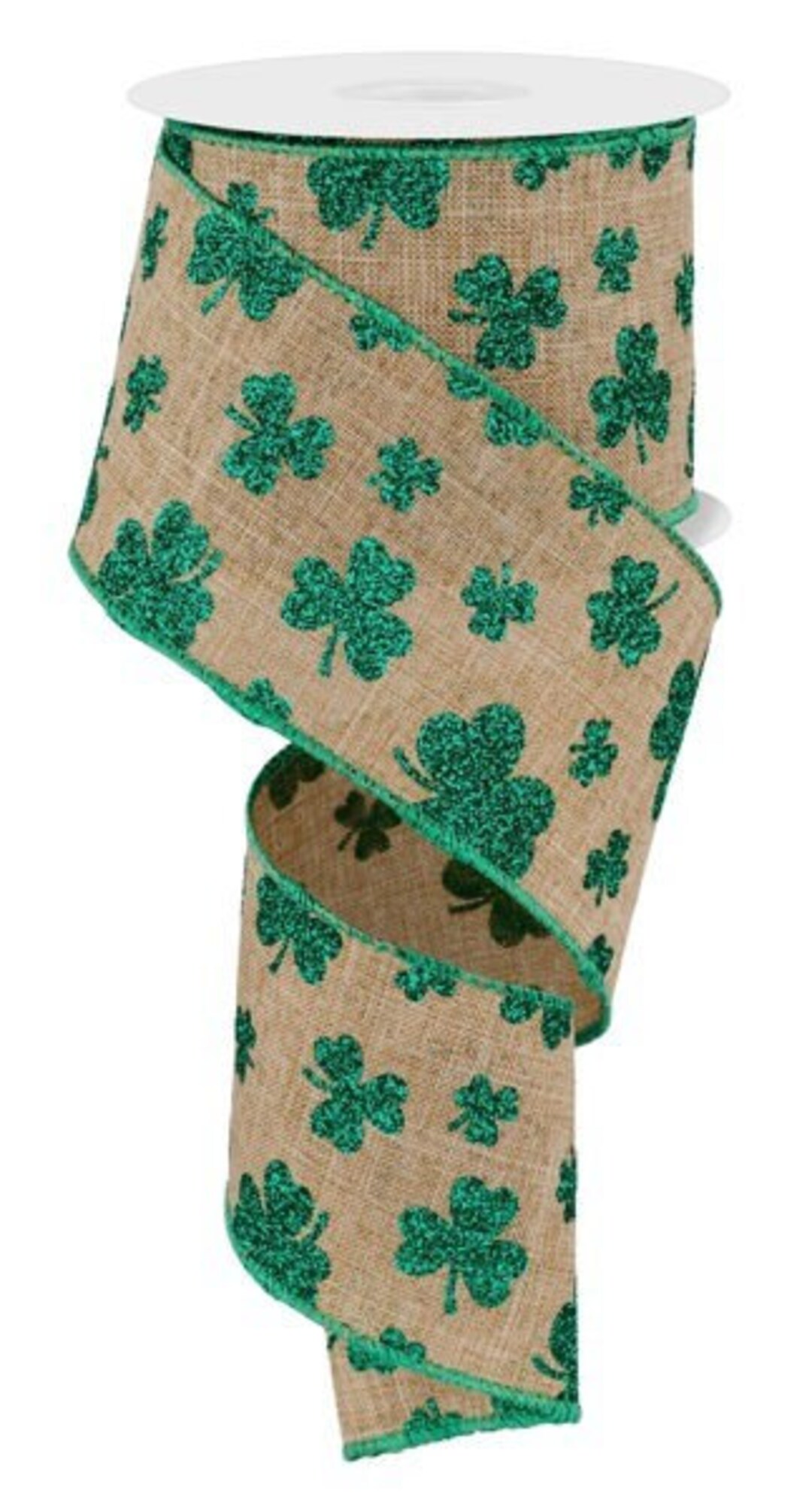 Natural Sparkle Shamrocks St Patrick's Day Ribbon - Ribbon for Wreaths ...