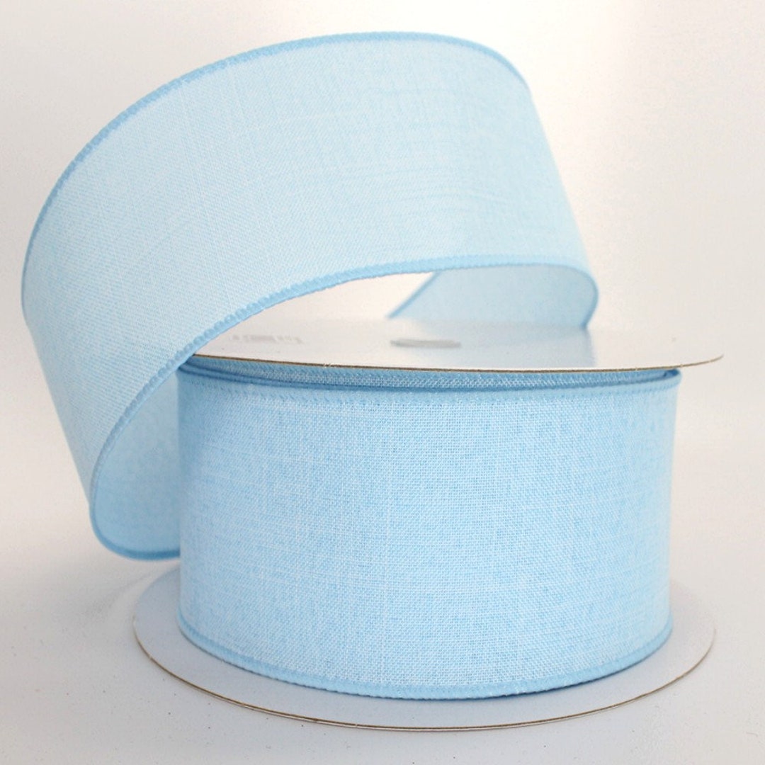10 Yards Light Blue Linen Wire Edge Ribbon Blue Baby Ribbon, Ribbon for ...