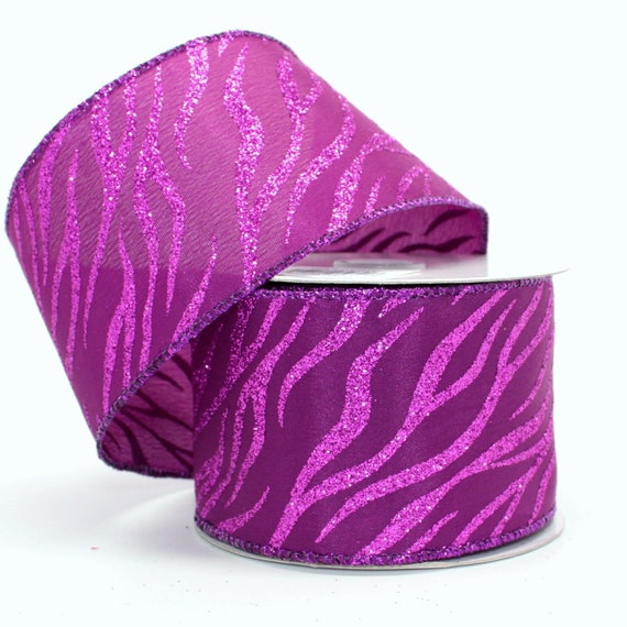 10 yards Purple Flaming Sparkle Stripes Halloween Wired Ribbon - Purple ...