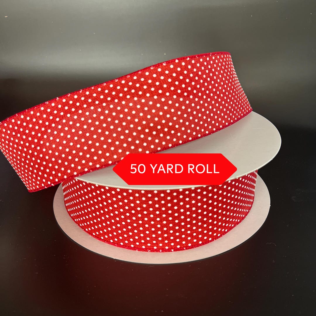 Red Micro Dot Spring Wired Ribbon - Polka Dot Ribbon, Ribbon for ...