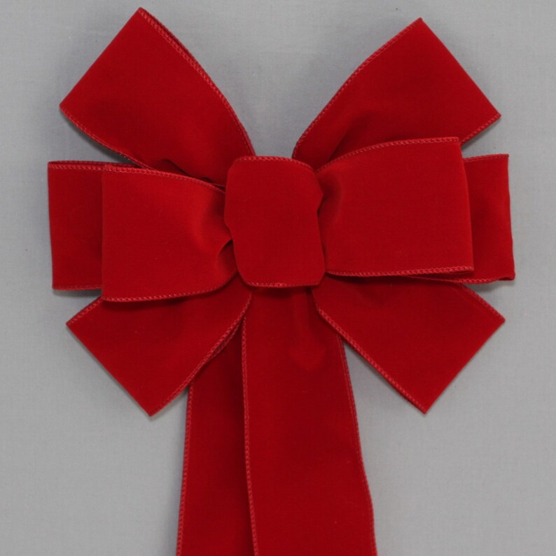 Red Velvet Wired Edge Christmas Bow Christmas Wreath Bow Etsy