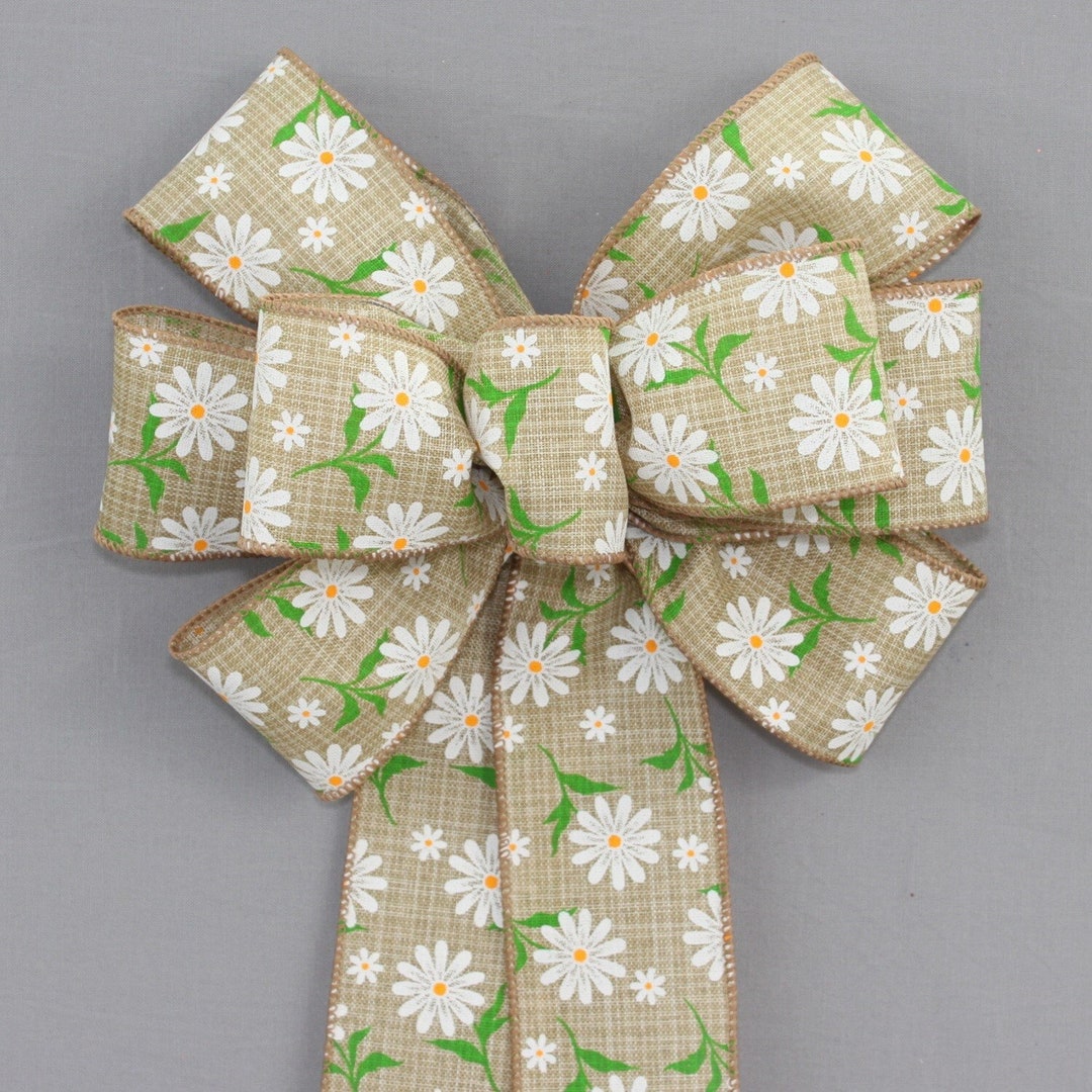 Natural Spring Daisy Wreath Bow - Easter Wreath Bows, Spring Bow ...