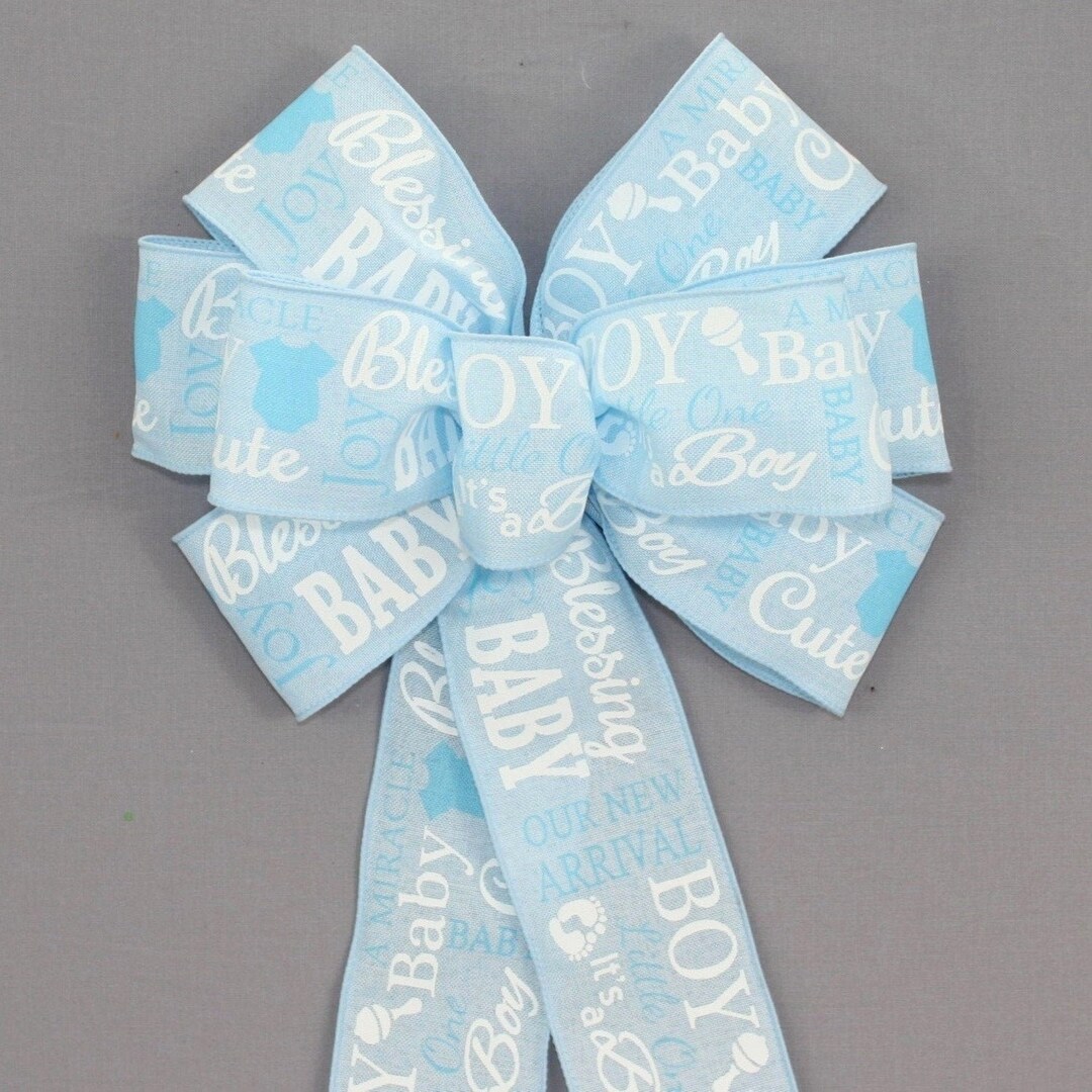 Baby Boy Blue Shower Bow - Baby Boy Shower Bow, Baby Hospital ...