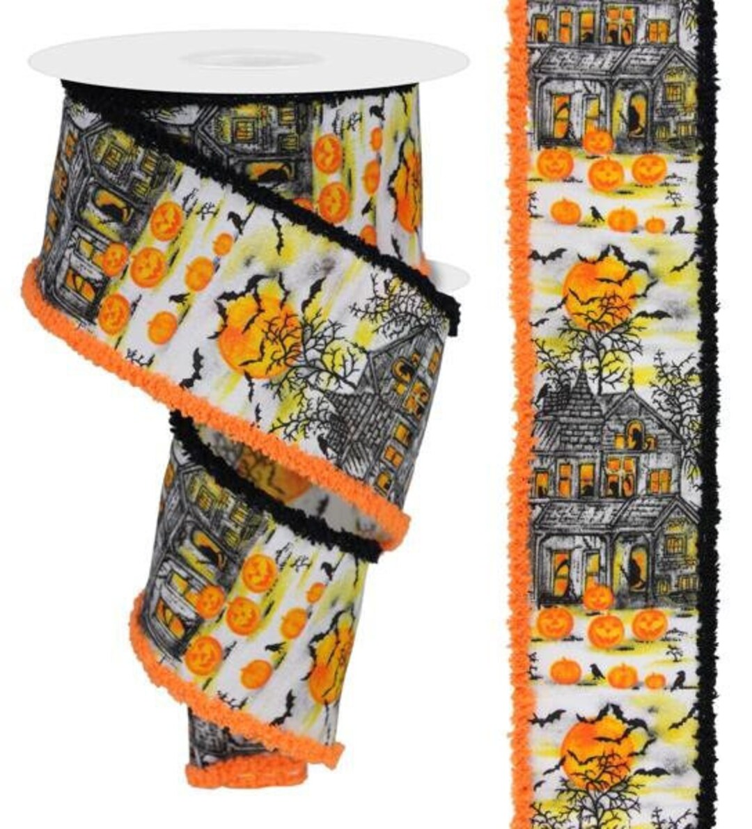 10 Yards Haunted House Halloween Wired Ribbon - Ribbon for Wreaths ...