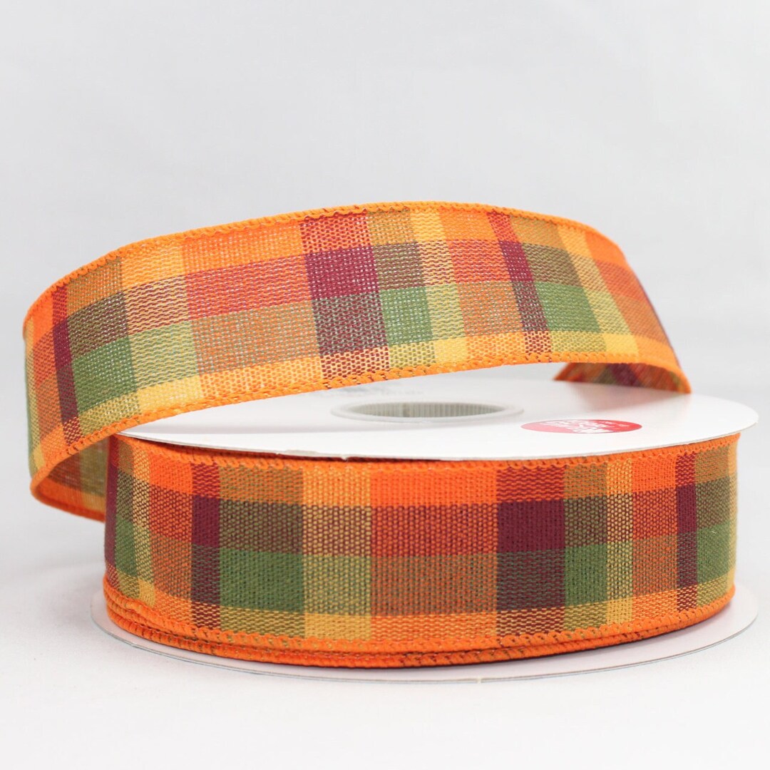 20 Yards Vibrant Fall Plaid Wired Ribbon - Fall Wired Ribbon, Wired ...