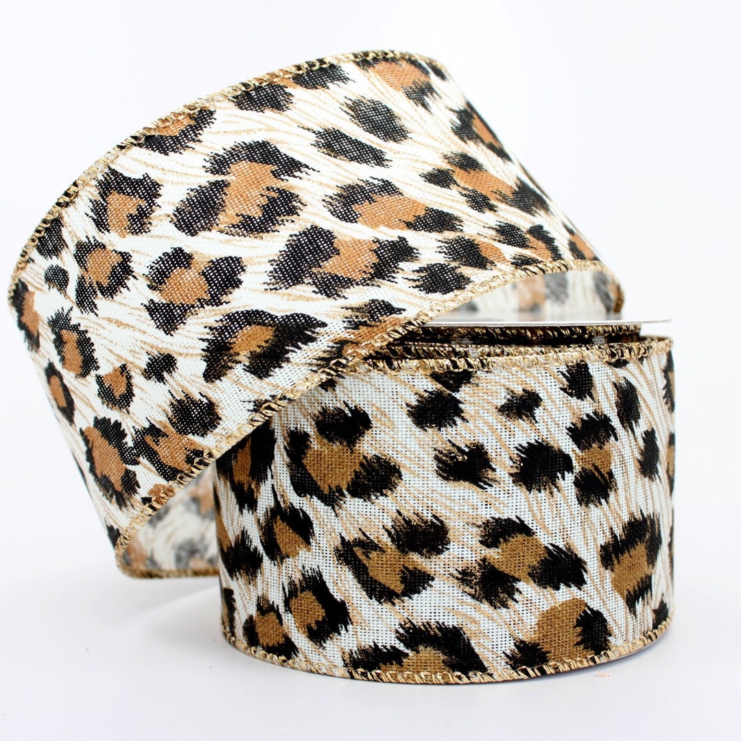 Metallic Leopard Wired Ribbon Leopard Wired Ribbon, Wired Ribbon, 2.5 ...