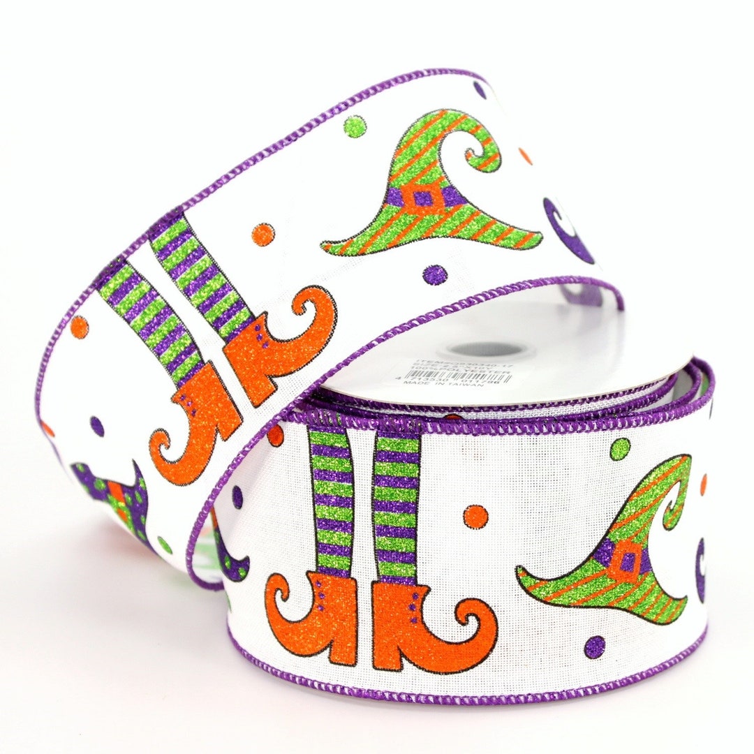 Witches Legs Hats Halloween Wired Ribbon - 3 Yards Ribbon, Witch Ribbon ...