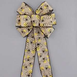 Bumble Bees Natural Linen Wreath Bow - Bumble Bee Bow, Easter Wreath ...