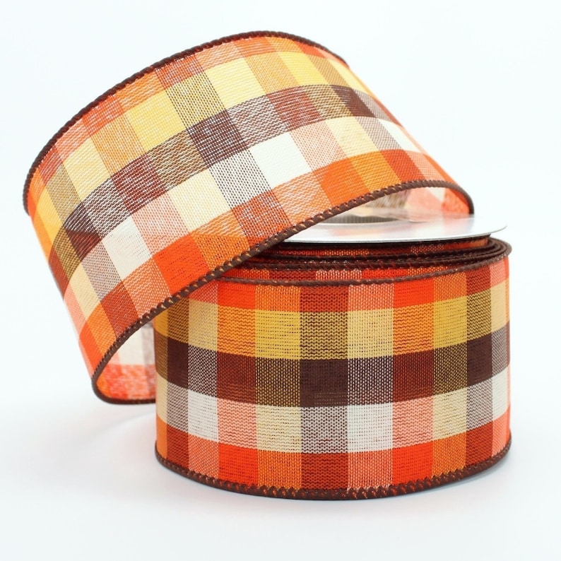 10 Yards Tonal Fall Buffalo Plaid Wired Ribbon Fall Plaid - Etsy