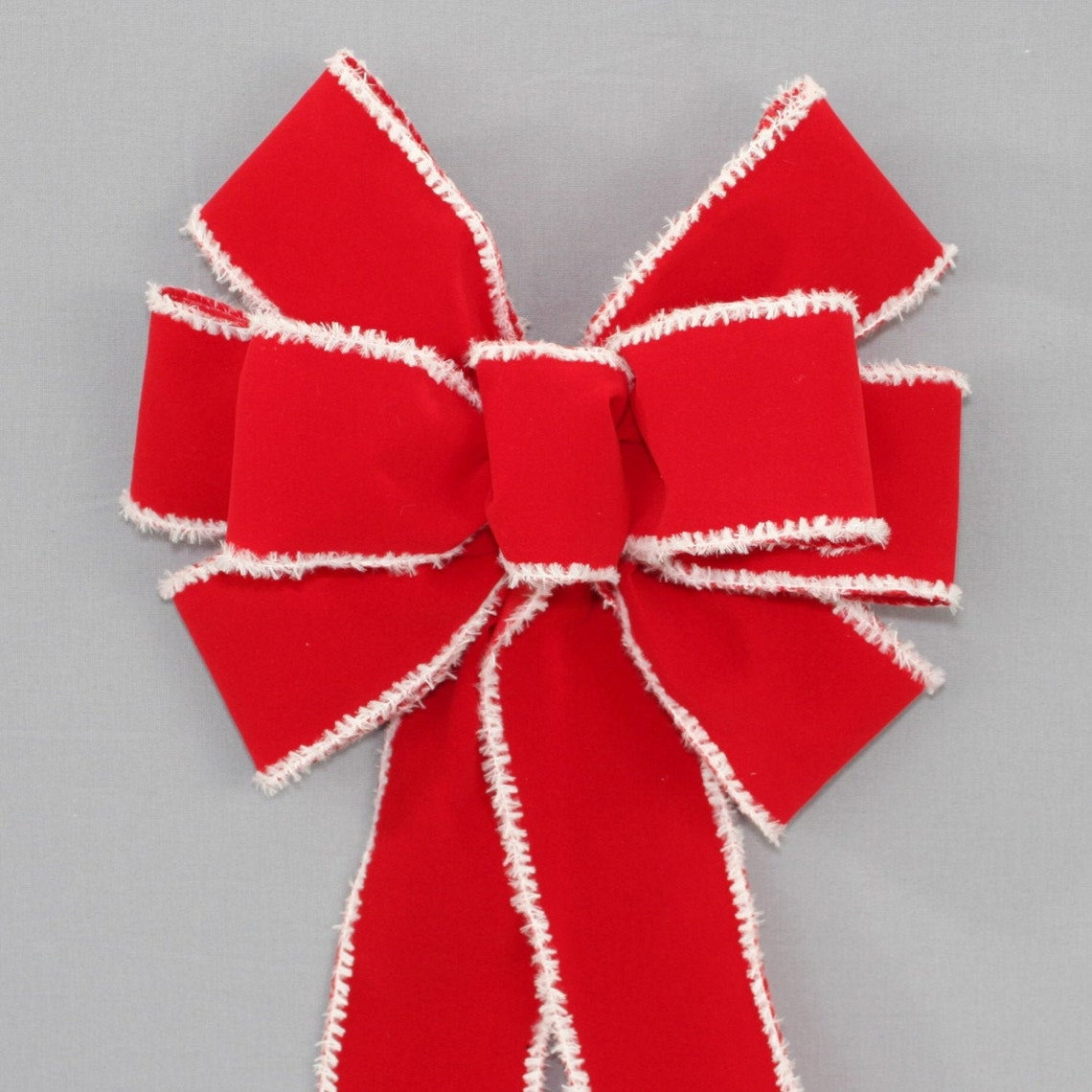 Red Velvet Snowy Edge Christmas Wreath Bow Wreath Bow Etsy