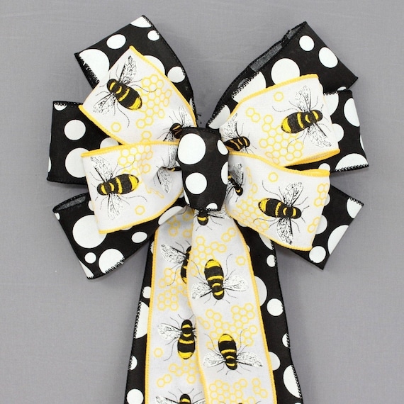 Honeycomb Bumble Bee Spring Wreath Bow - Bumble Bee Wreath Bow, Spring ...