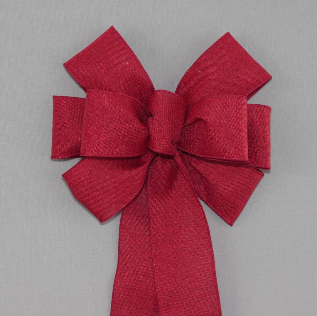 Burgundy Rustic Wreath Bow - Christmas Wreath Bow, Rustic Fall Bow ...