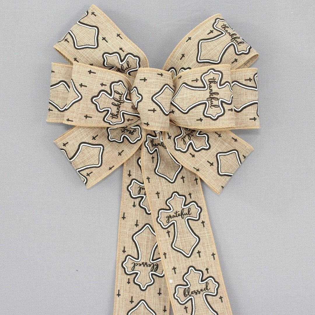 Religious Crosses Rustic Wreath Bow Religious Christmas Bow, Easter ...