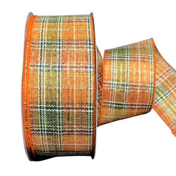Woven Fall Plaid Wired Ribbon - Fall Wired Ribbon, Wired Ribbon, 2.5 ...