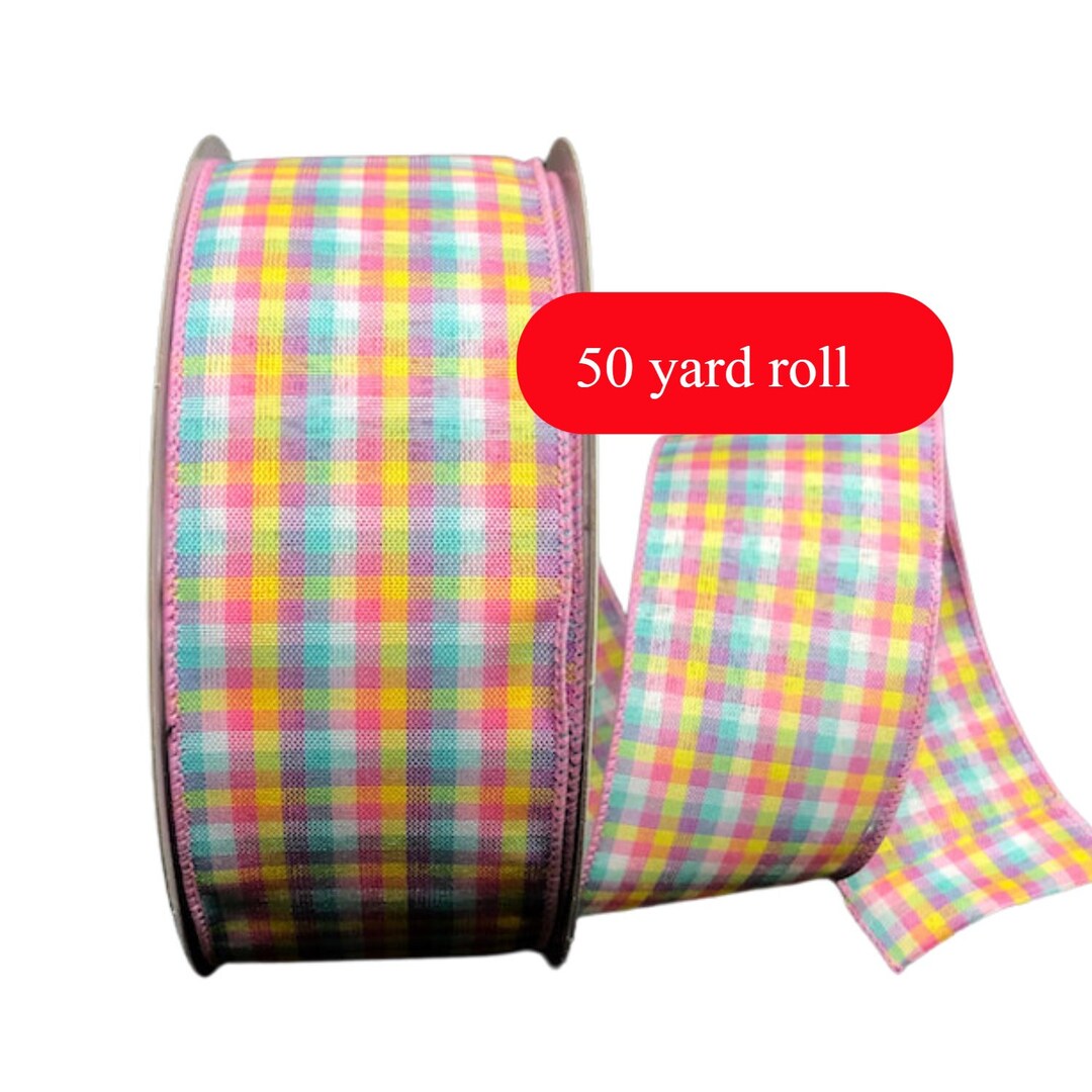 50 Yard Pastel Spring Plaid Wired Ribbon Spring Plaid Ribbon, Ribbon ...