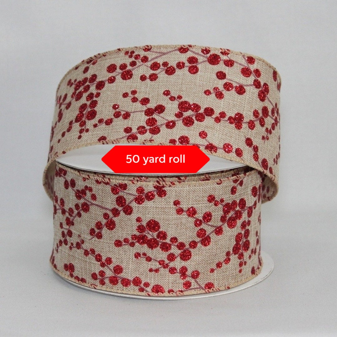 50 Yards Sparkle Red Glitter Berries Rustic Christmas Wire - Etsy