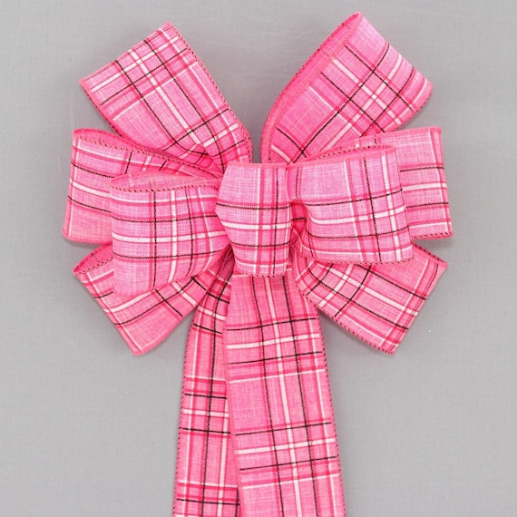Pink Cornelia Plaid Wreath Bow - 5 Color Options, Pink Wreath Bow ...