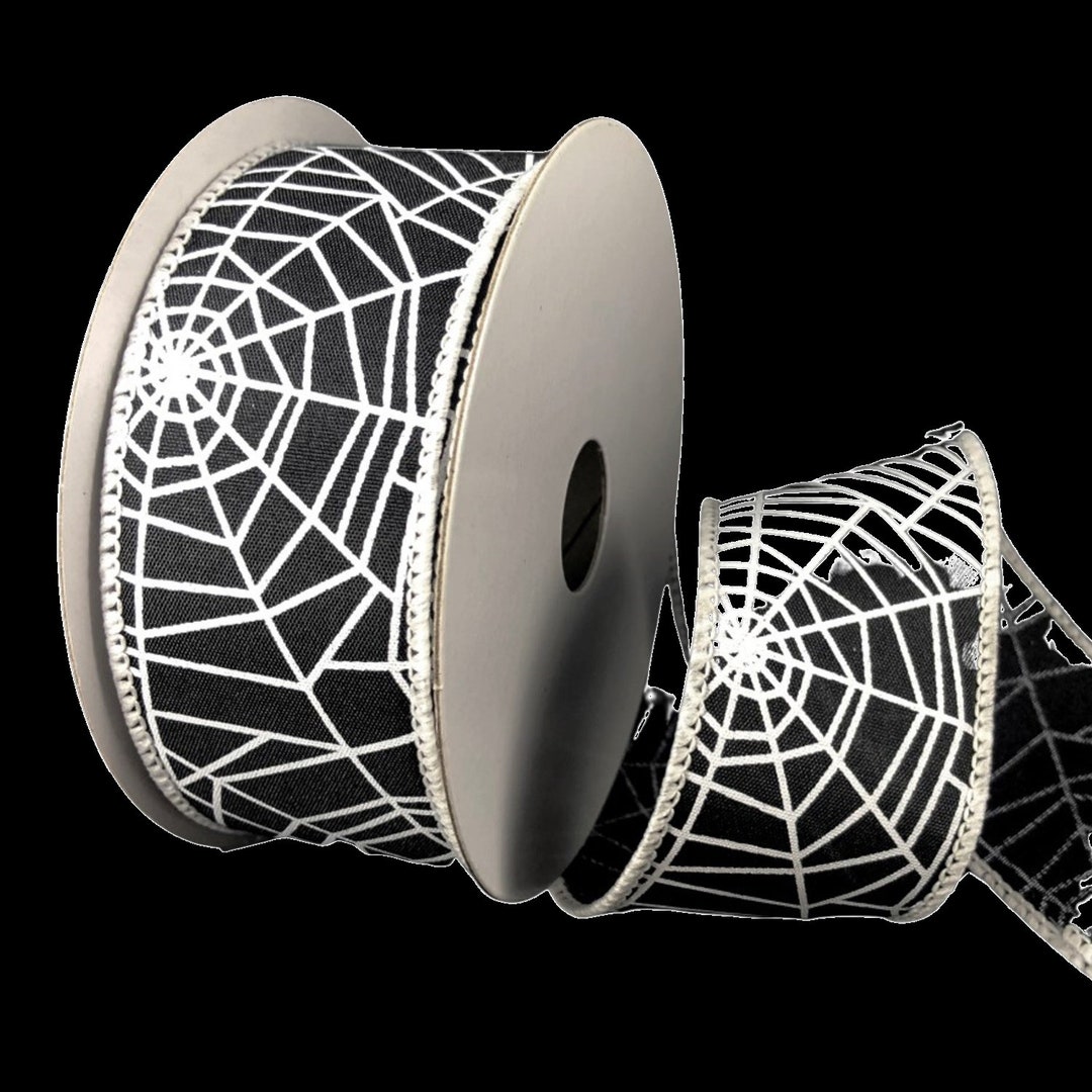 10 Yards Spider Web Halloween Wired Ribbon - Ribbon for Wreaths, Spider ...