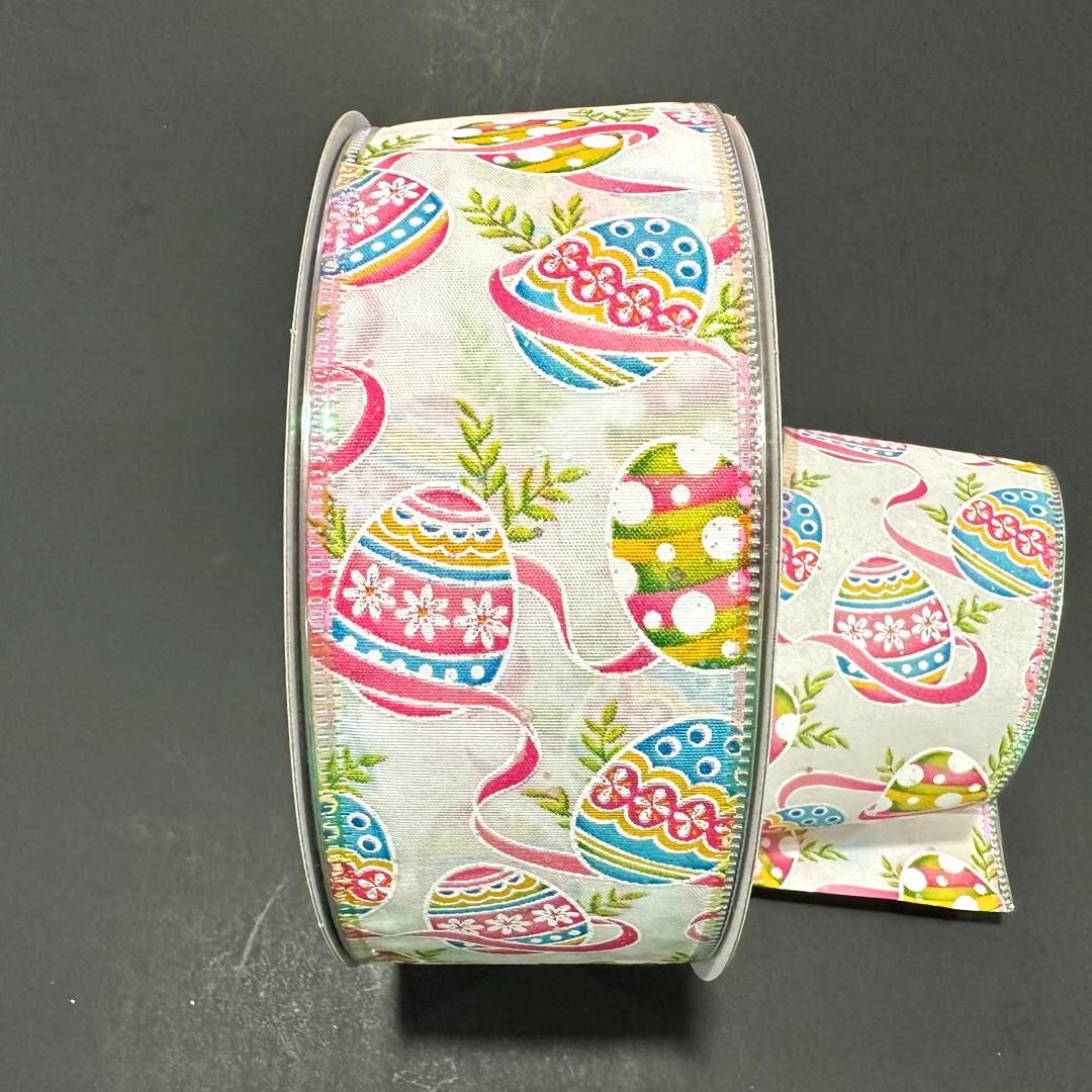 Festive Easter Eggs Wired Ribbon Easter Ribbon, Ribbon for Wreaths ...