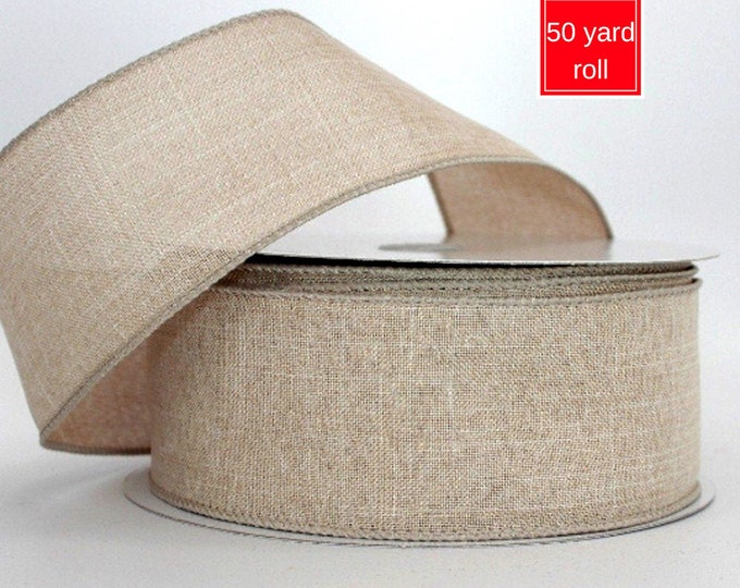 50 Yards Natural Rustic Wire Edge Ribbon - 2.5" Wide - Rustic Wire Edge ...