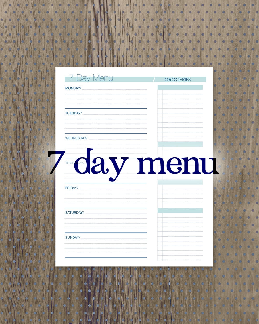 Daily Food Journal 3 Day Food Journal 7 Day Menu Planner Grocery Lists ...