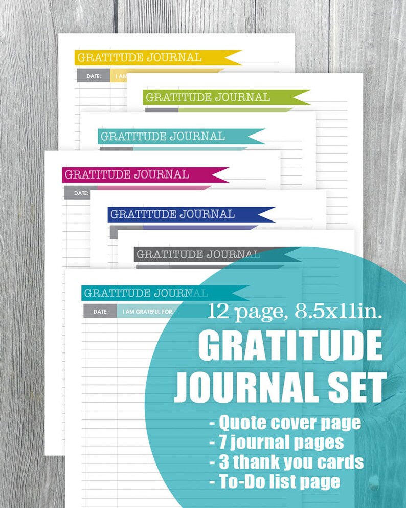 Gratitude Journal 12 Page Set Digital Printable Inspiring Quote to Do ...