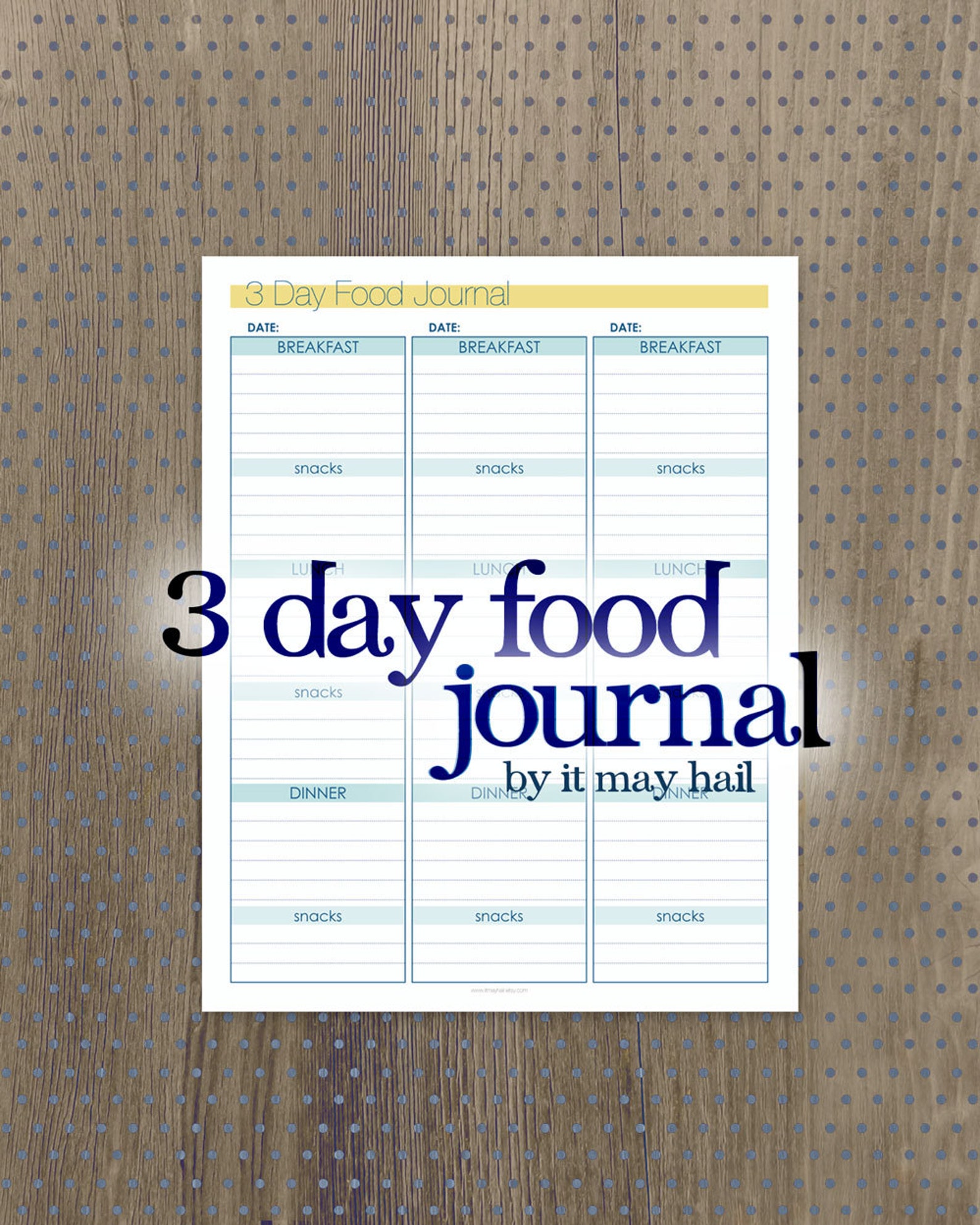 Daily Food Journal 3 Day Food Journal 7 Day Menu Planner Grocery Lists ...