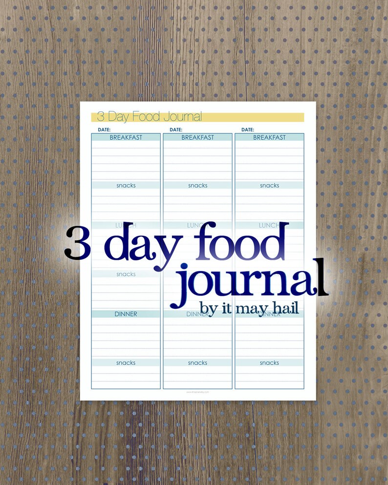 Daily Food Journal 3 Day Food Journal 7 Day Menu Planner Grocery Lists ...