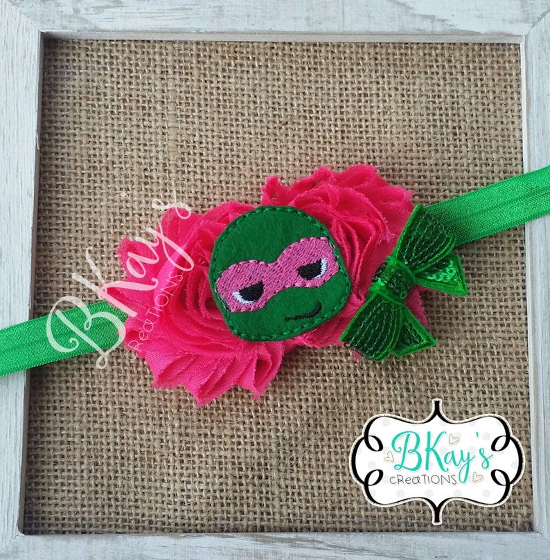 Pink Teenage Mutant Ninja Turtle Shabby Flower Headband, Shabby Flower ...