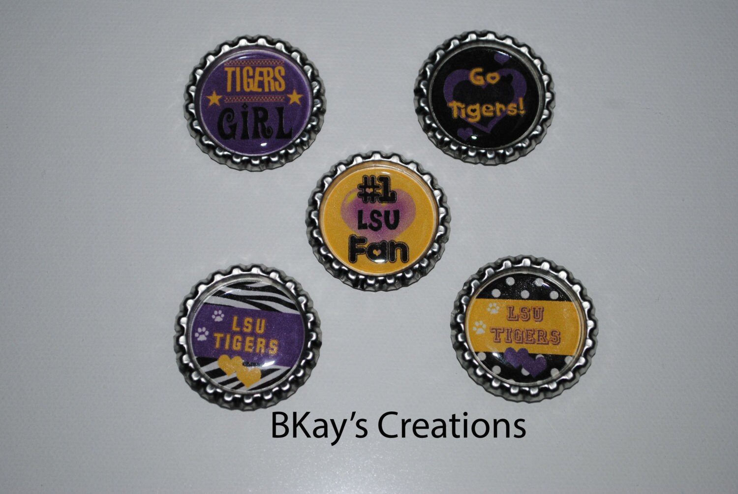 LSU Flattened Bottle Caps set of 5 | Etsy
