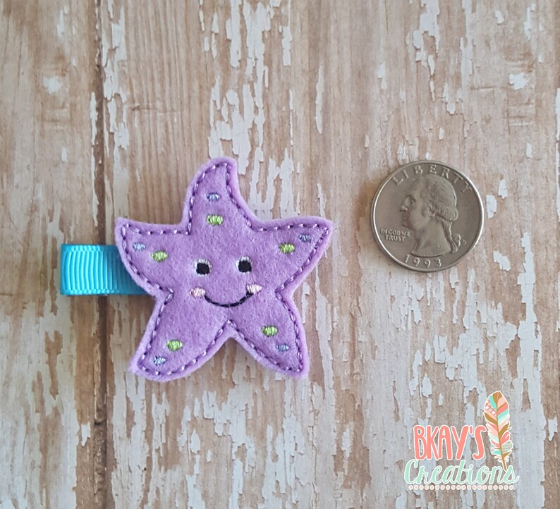 Purple Starfish Felt Hair Clip, Starfish Hair Clip, Pigtail Set ...