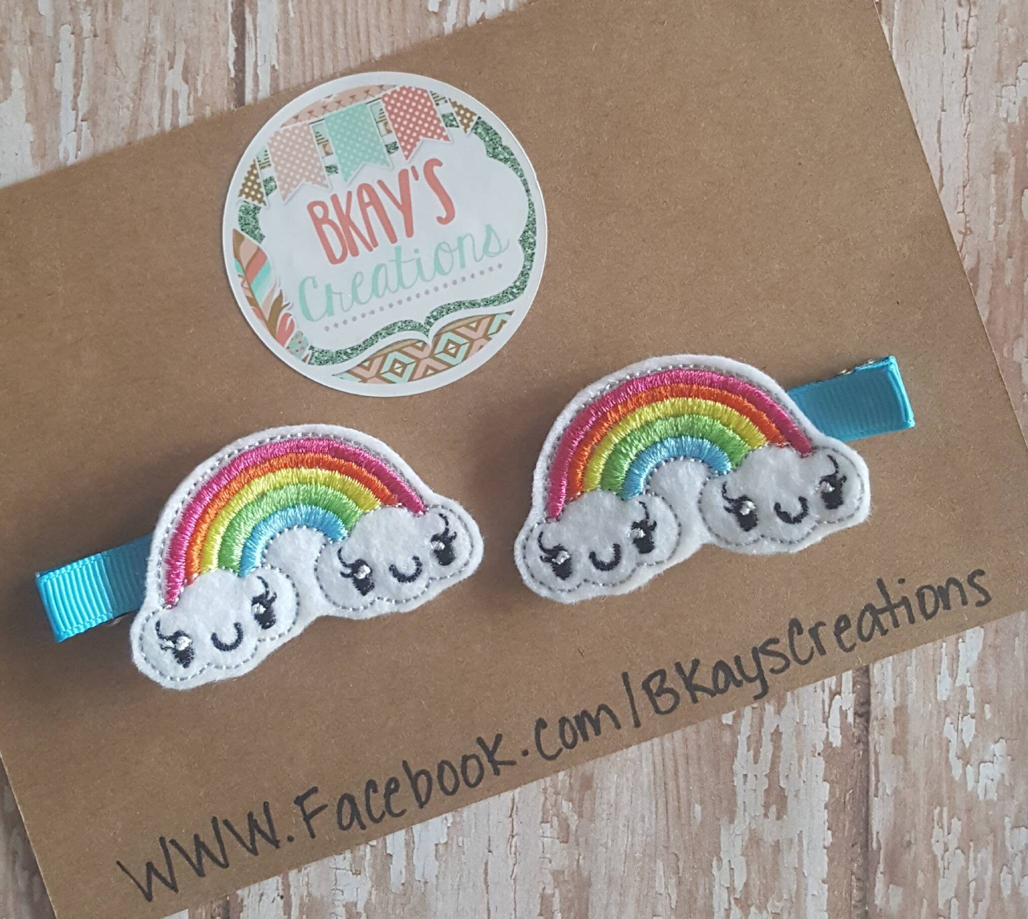 Rainbow Felt Clip, Rainbow Hair Clip, Rainbow Hair Bow, Pigtail Set ...