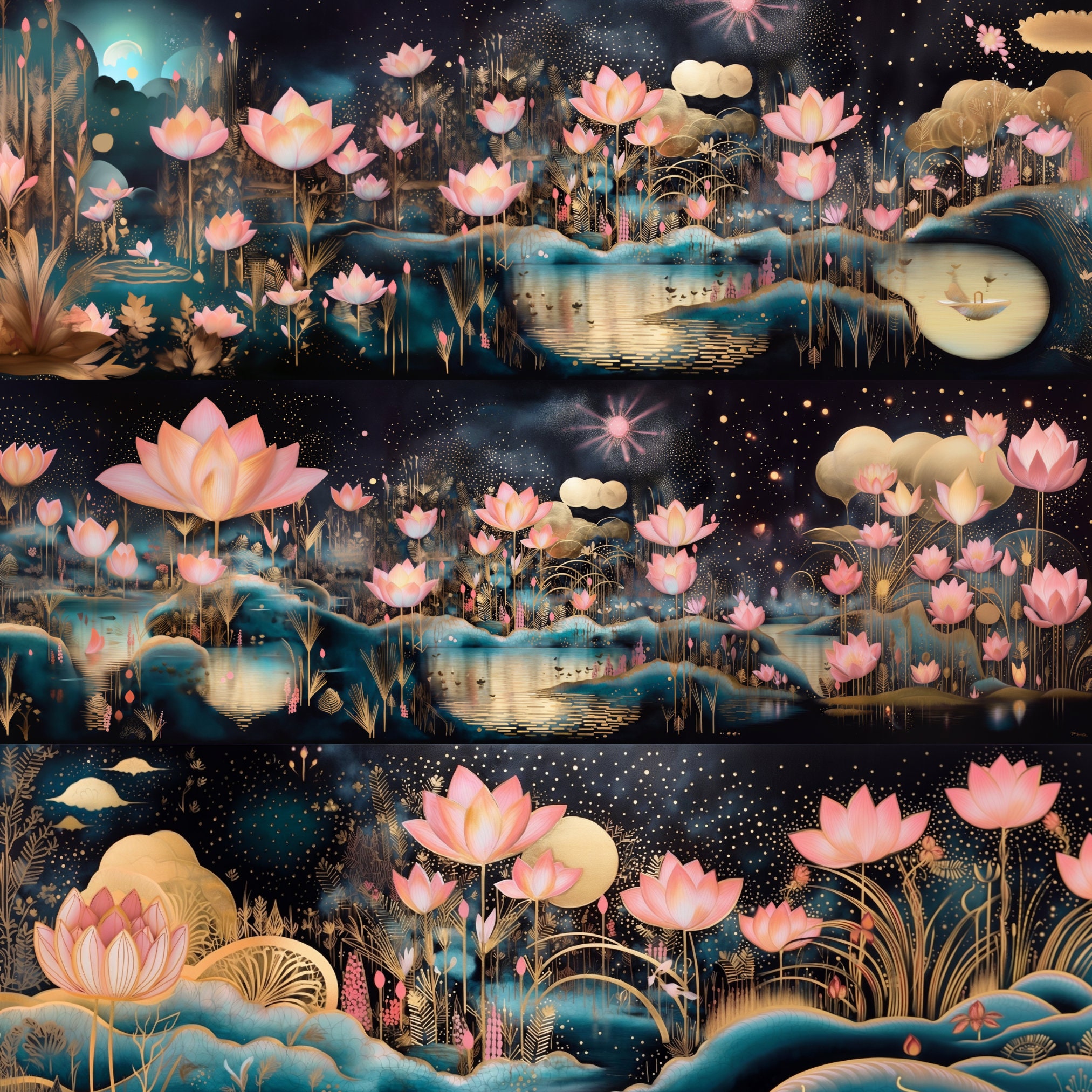 30 Celestial Midnight Flower Digital Downloads PNG Format - Etsy