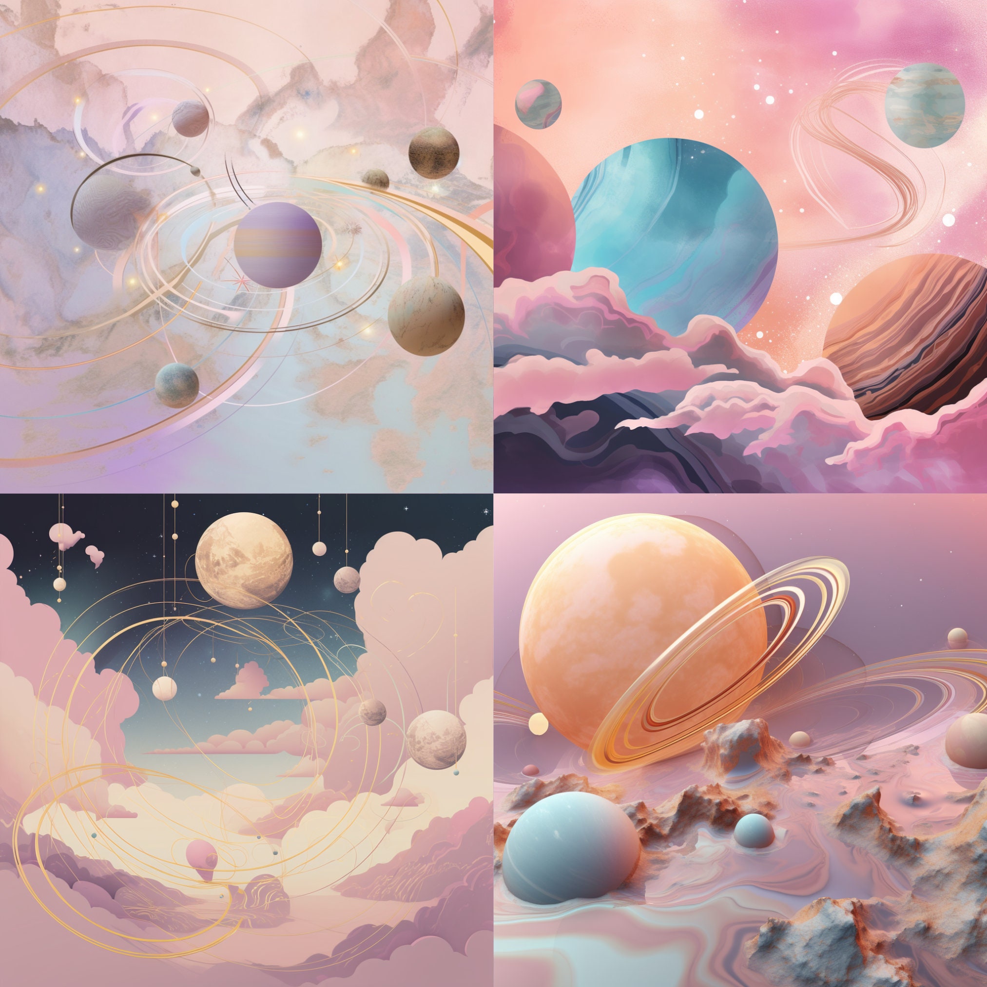 30 Pastel Space Digital Backgrounds, PNG Format, 600 DPI, Commercial ...