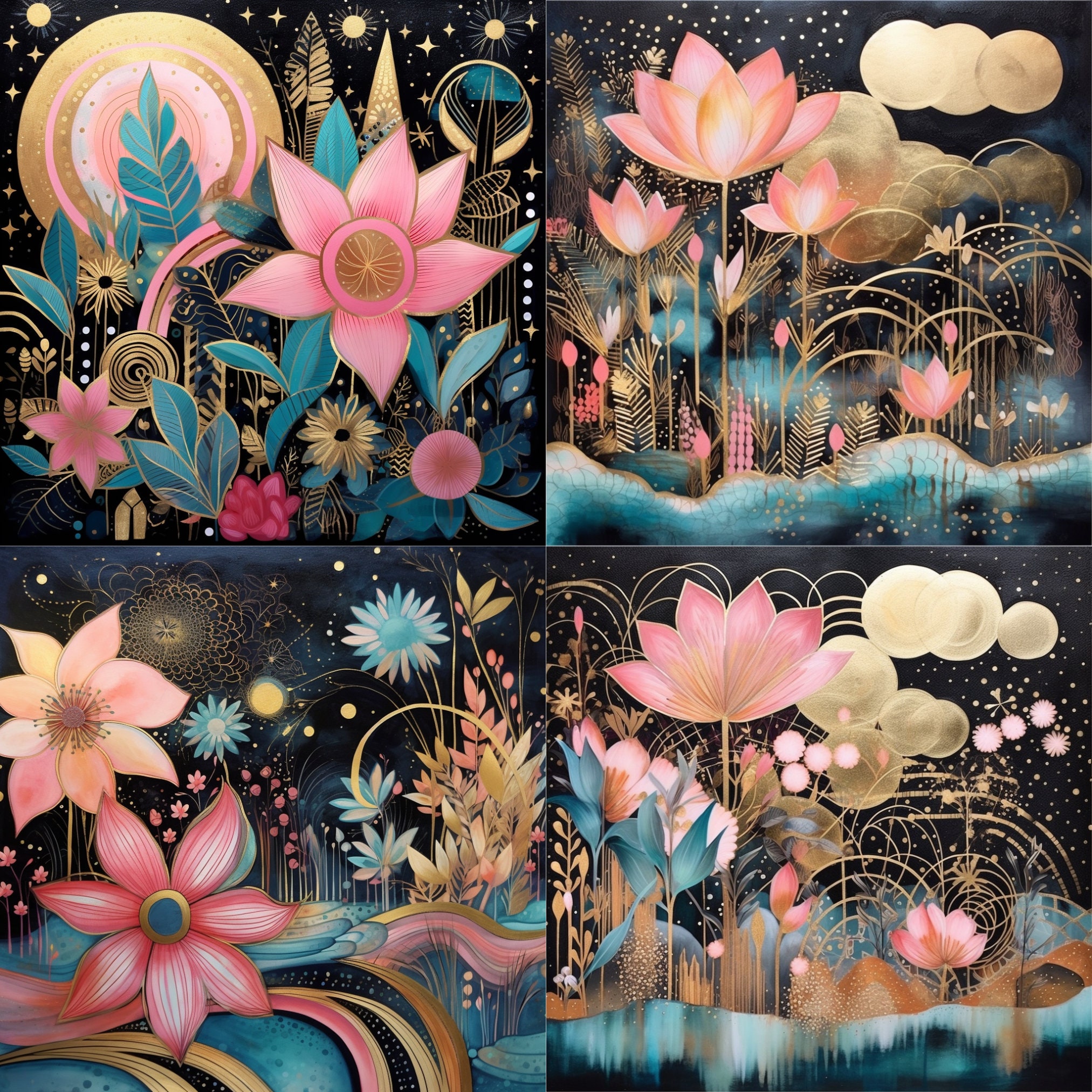 30 Celestial Midnight Flower Digital Downloads PNG Format - Etsy