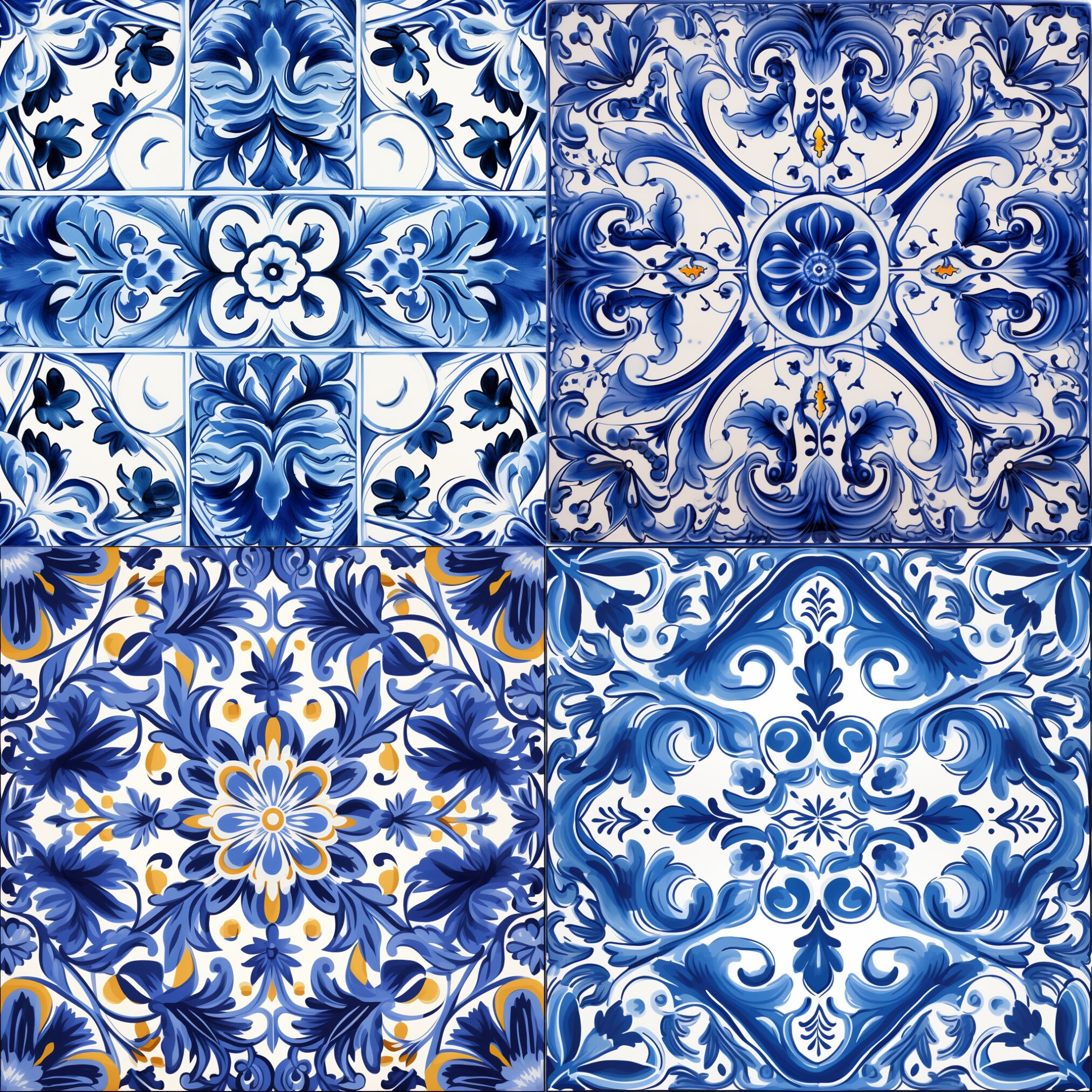 30 Azulejo Mosaic Tile Pattern Digital Backgrounds, PNG Format 600 DPI ...