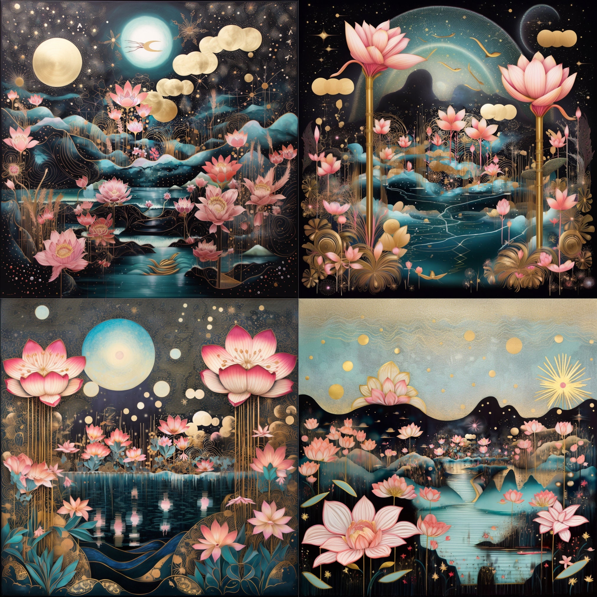 30 Celestial Midnight Flower Digital Downloads PNG Format - Etsy