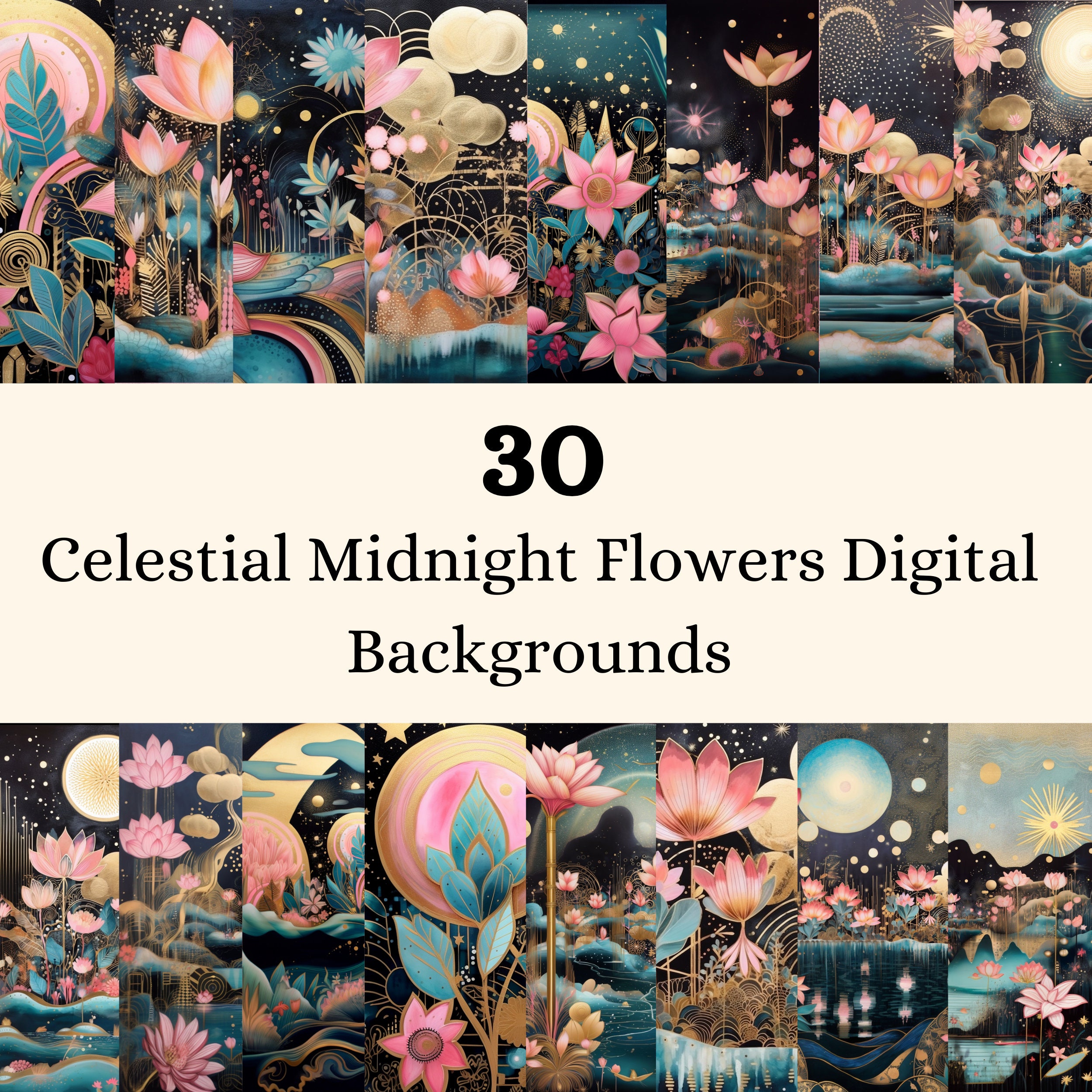 30 Celestial Midnight Flower Digital Downloads PNG Format - Etsy