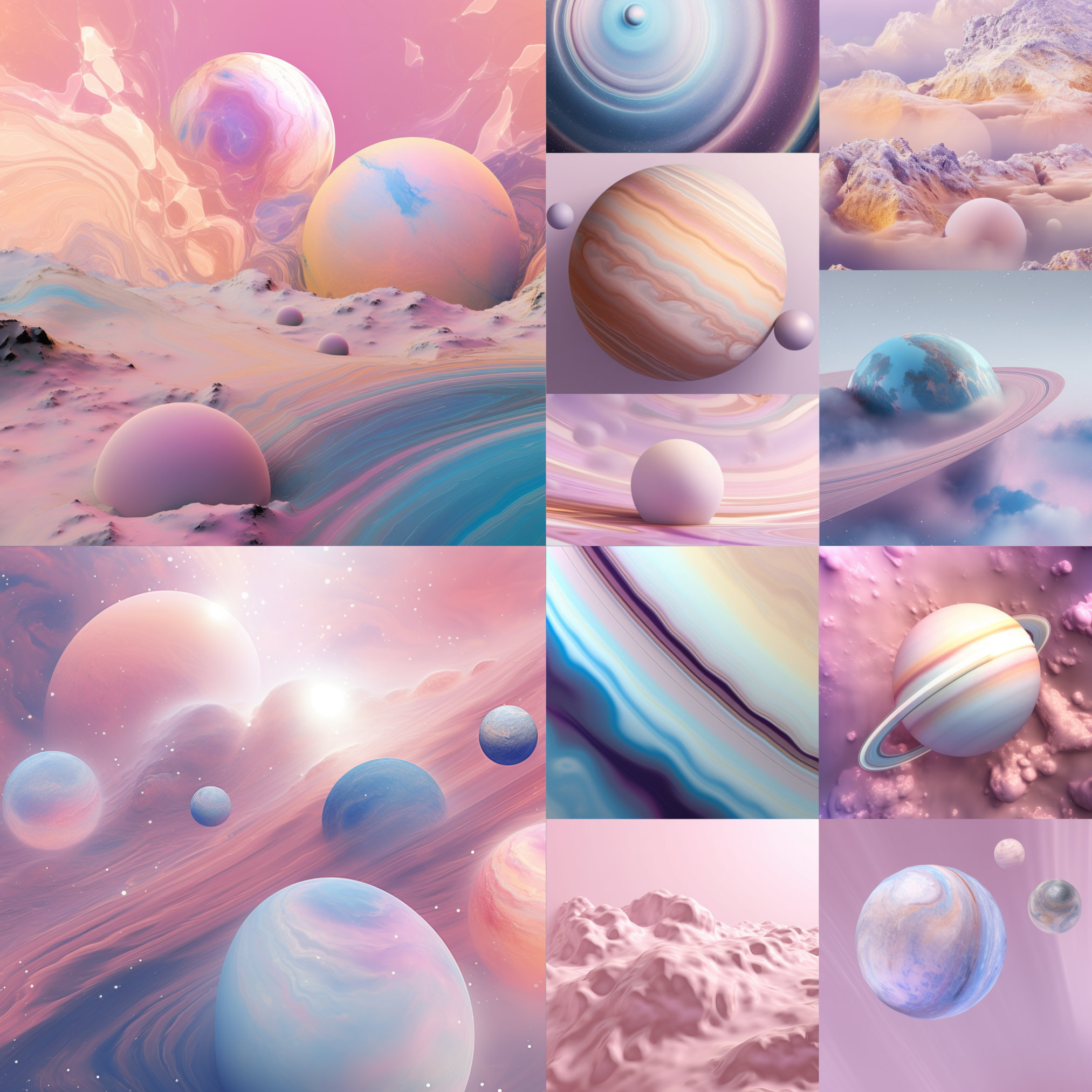30 Pastel Space Digital Backgrounds, PNG Format, 600 DPI, Commercial ...