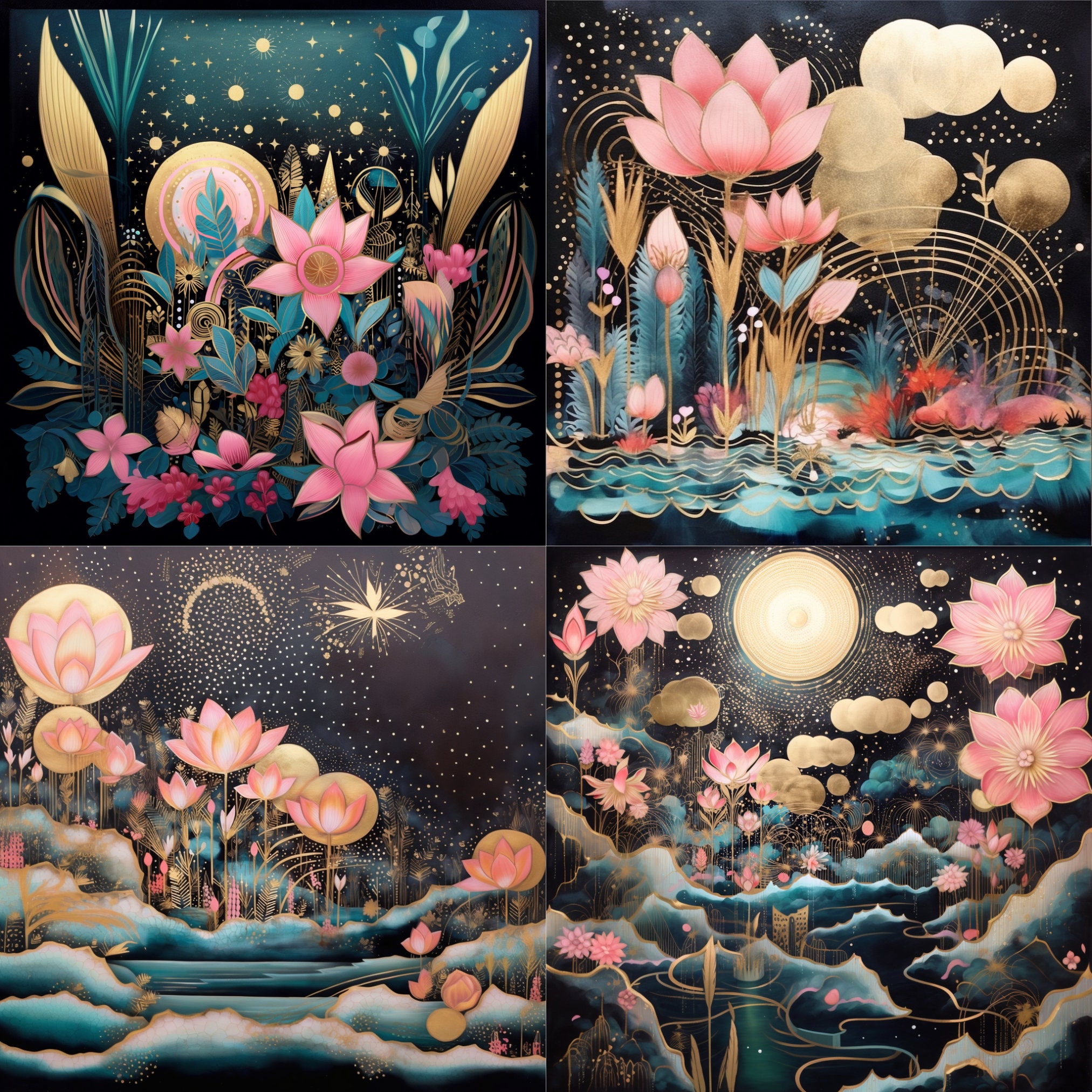 30 Celestial Midnight Flower Digital Downloads PNG Format - Etsy