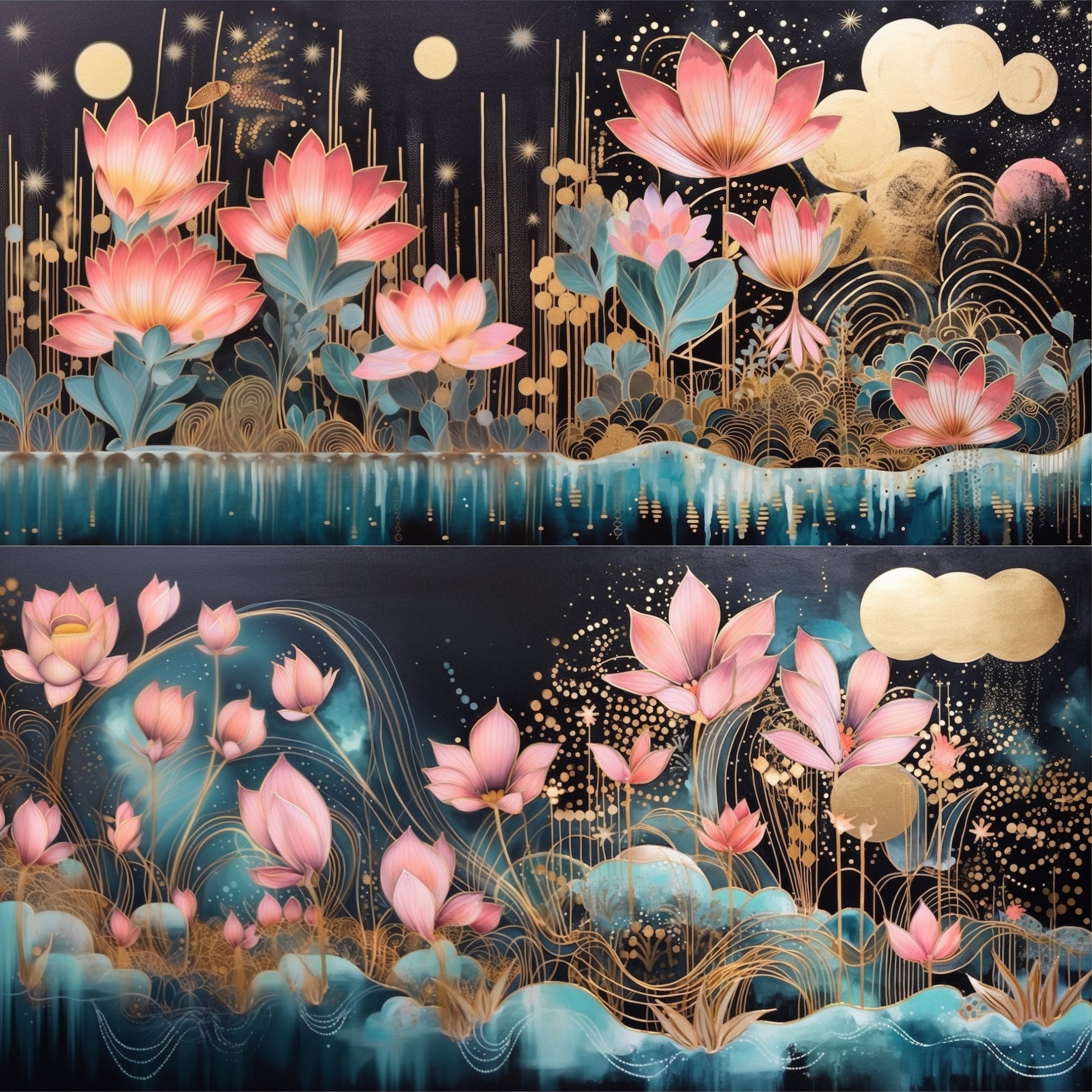 30 Celestial Midnight Flower Digital Downloads PNG Format - Etsy