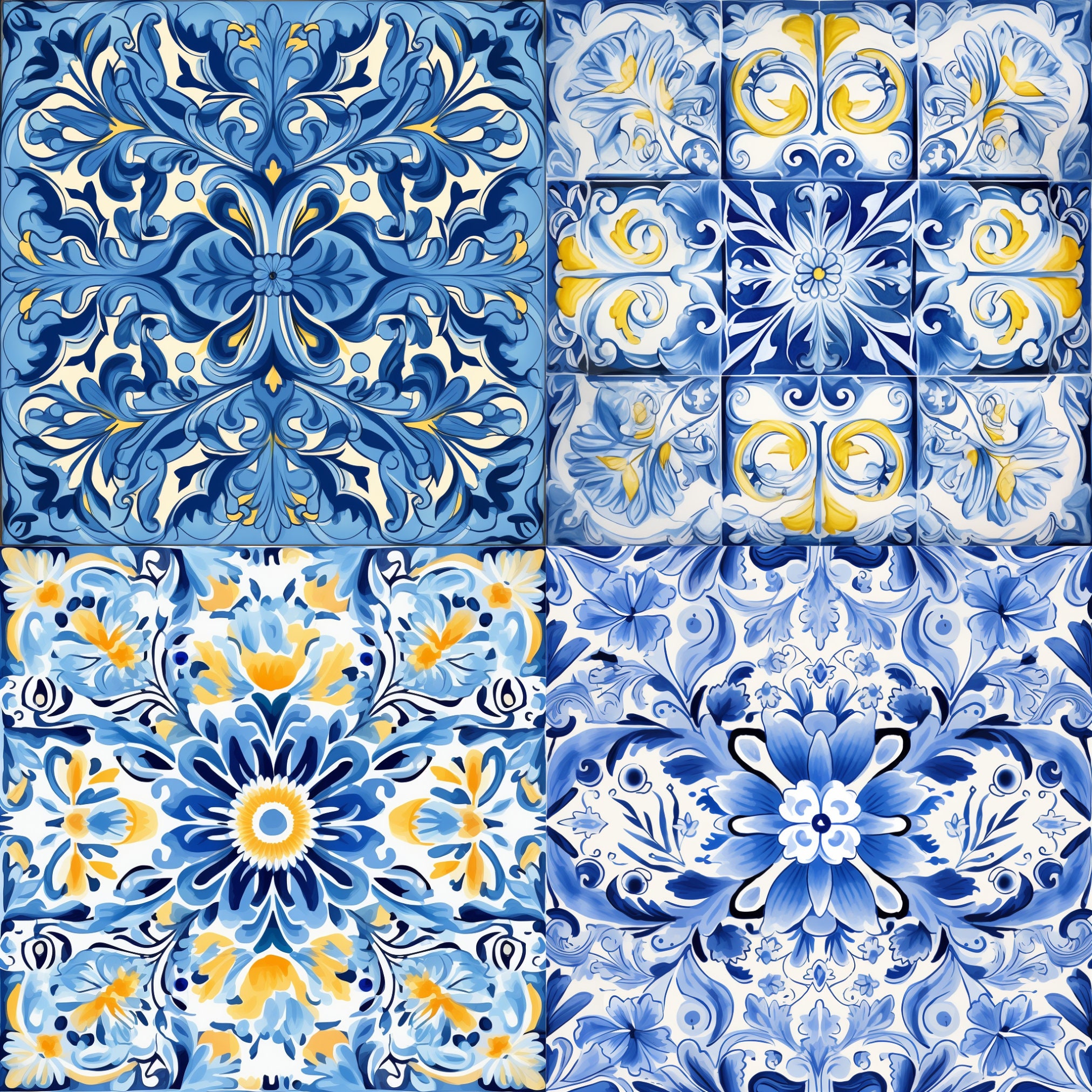 30 Azulejo Mosaic Tile Pattern Digital Backgrounds, PNG Format 600 DPI ...