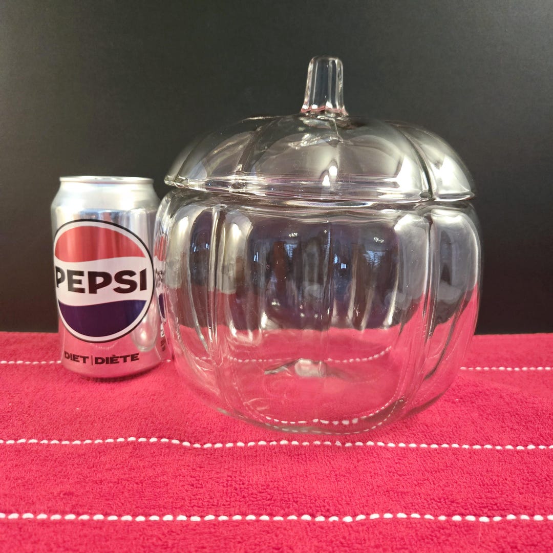 Glass Pumpkin Jar - 8 Inch Tall- Cookie - Apothecary - Pumpkin ...