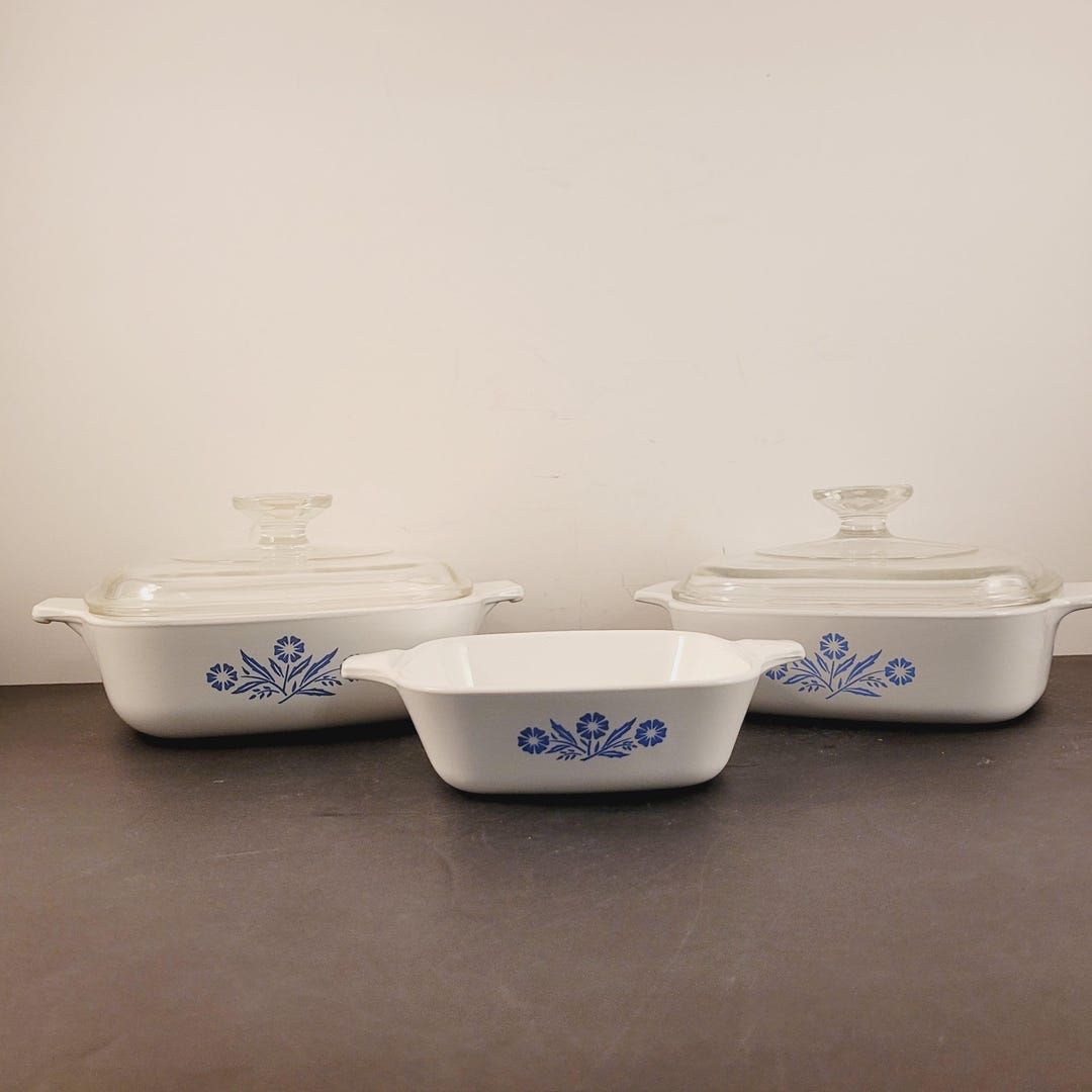 Cornflower Corning Ware® With Lids P-1-B 32 Oz P-1 4 Cup Blue Floral ...