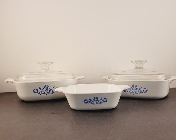 Cornflower Corning Ware® With Lids P-1-B 32 Oz - P-1 4 Cup Blue Floral ...