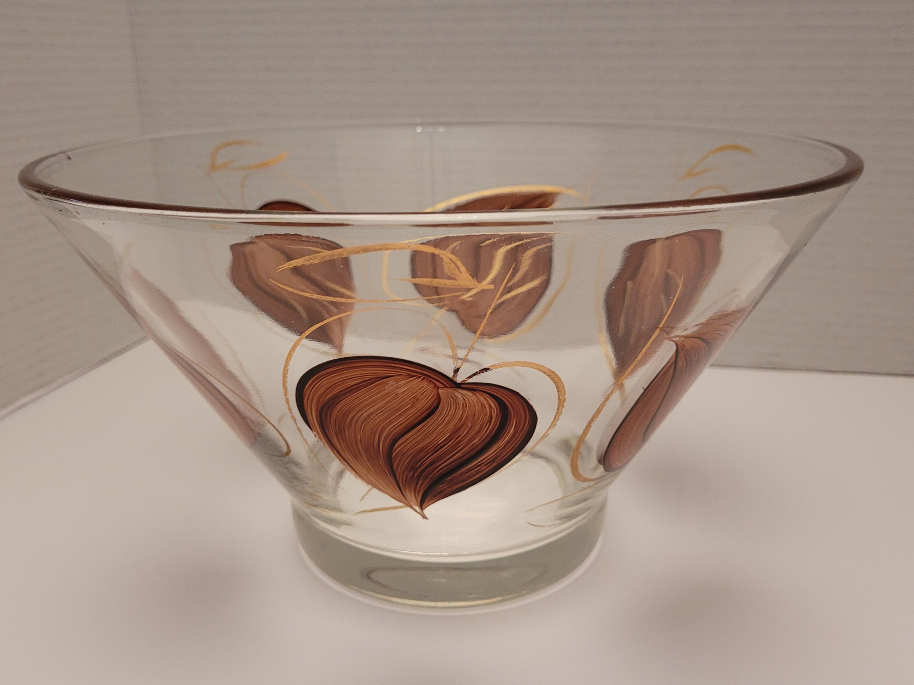 Vintage Anchor Hocking Enchantware Potato Chip Bowl Brown Leaves Gold ...